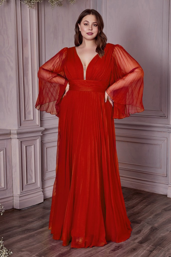 Vestido de gasa de manga larga CD242C de Ladivine – Vestidos Boutique